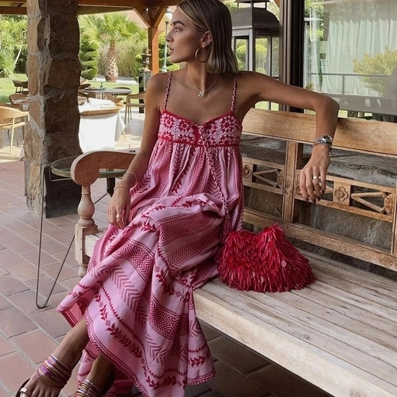Dresses | Casual Geometric Print Crochet Tassels Vneck Aline Party ...